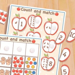 Montessori Math Count and Match Activity Printable Preschool Worksheets ...