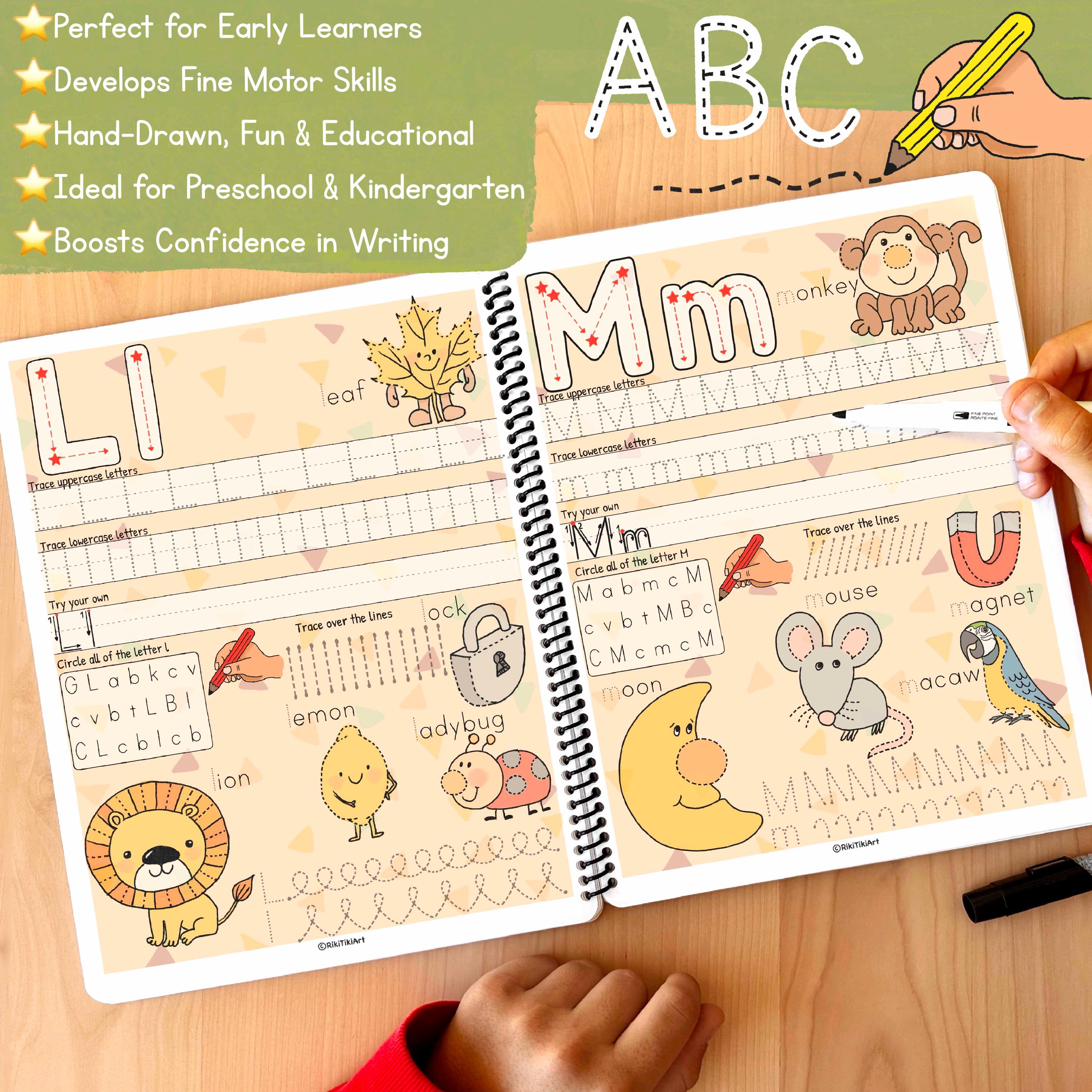 Alphabet Tracing Workbook Printable ABC Handwriting Practice for Kids ...