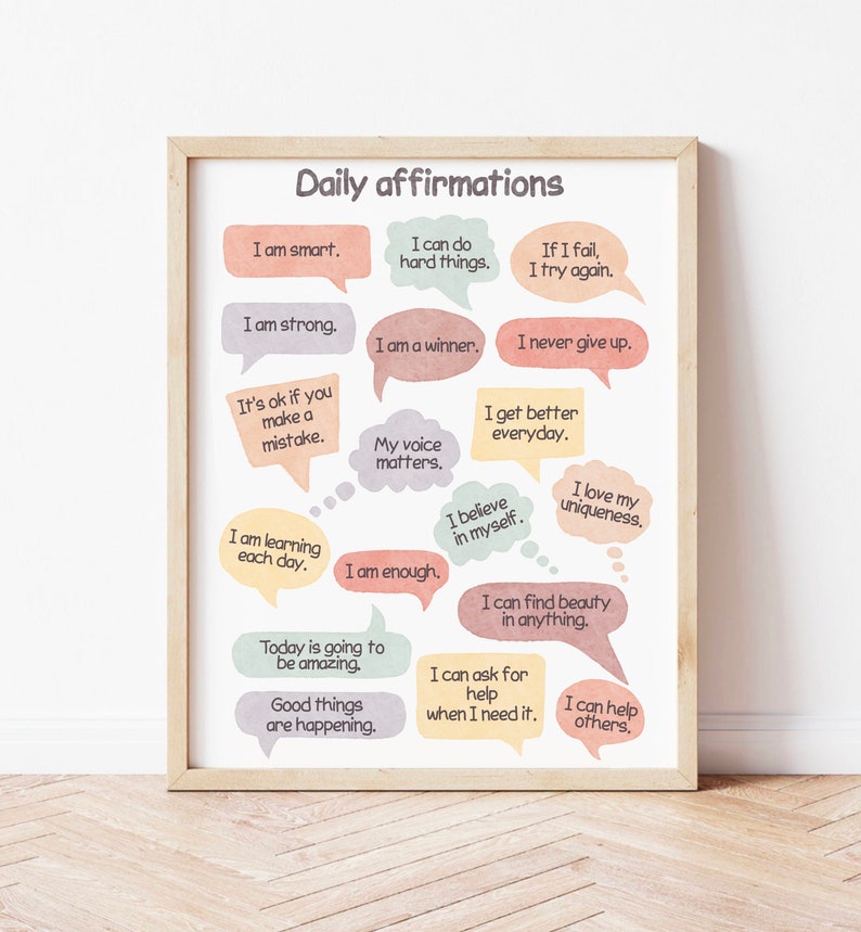 Daily Affirmations Montessori Poster Playroom Wall Decor - Etsy