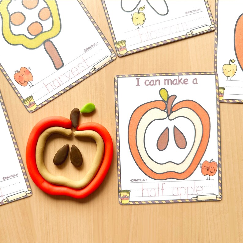 Apple Play Dough Mats Montessori Fall Printables Playdough Mats Fine ...
