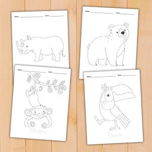 Zoo Animal Tracing Worksheets: Summer Activity (digital Download) - Etsy