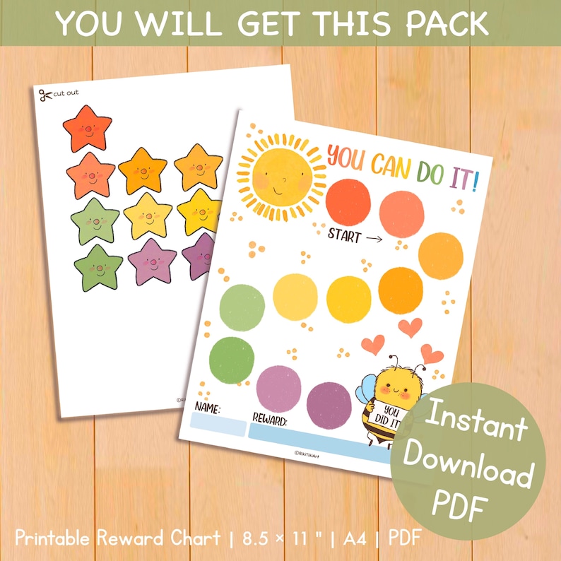 Kids Reward Chart Printable Behavior Chart Rainbow Chore Chart for Kids ...