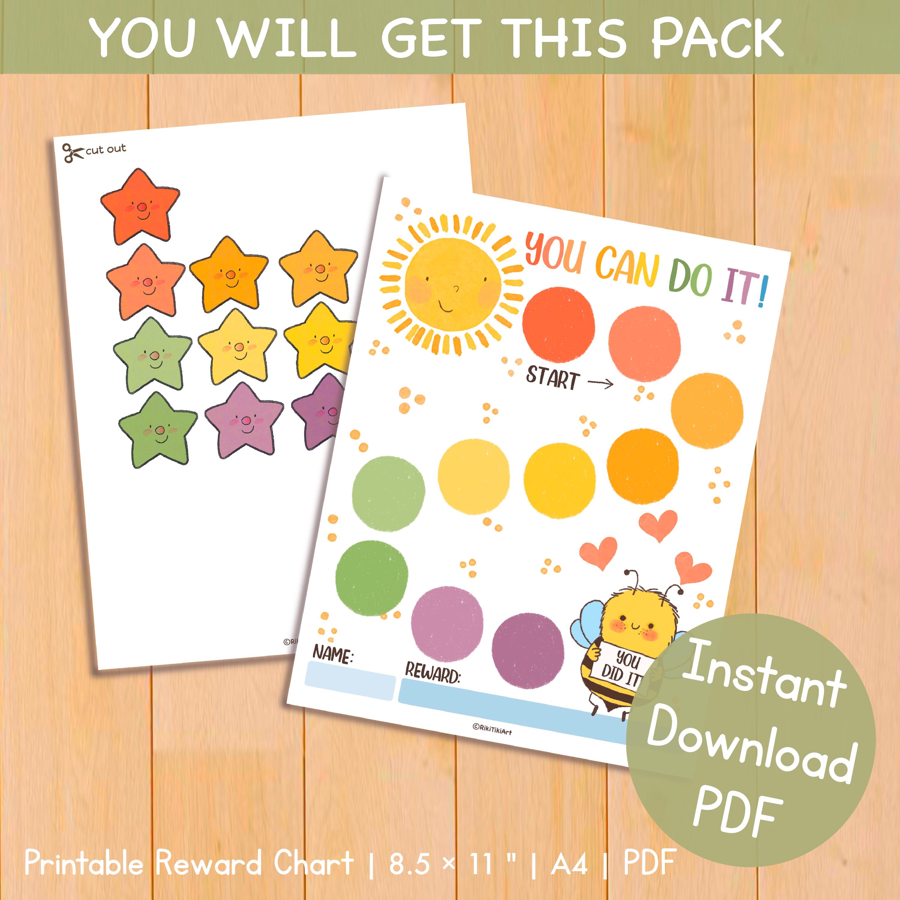 Kids Reward Chart Printable Behavior Chart Rainbow Chore Chart for Kids ...