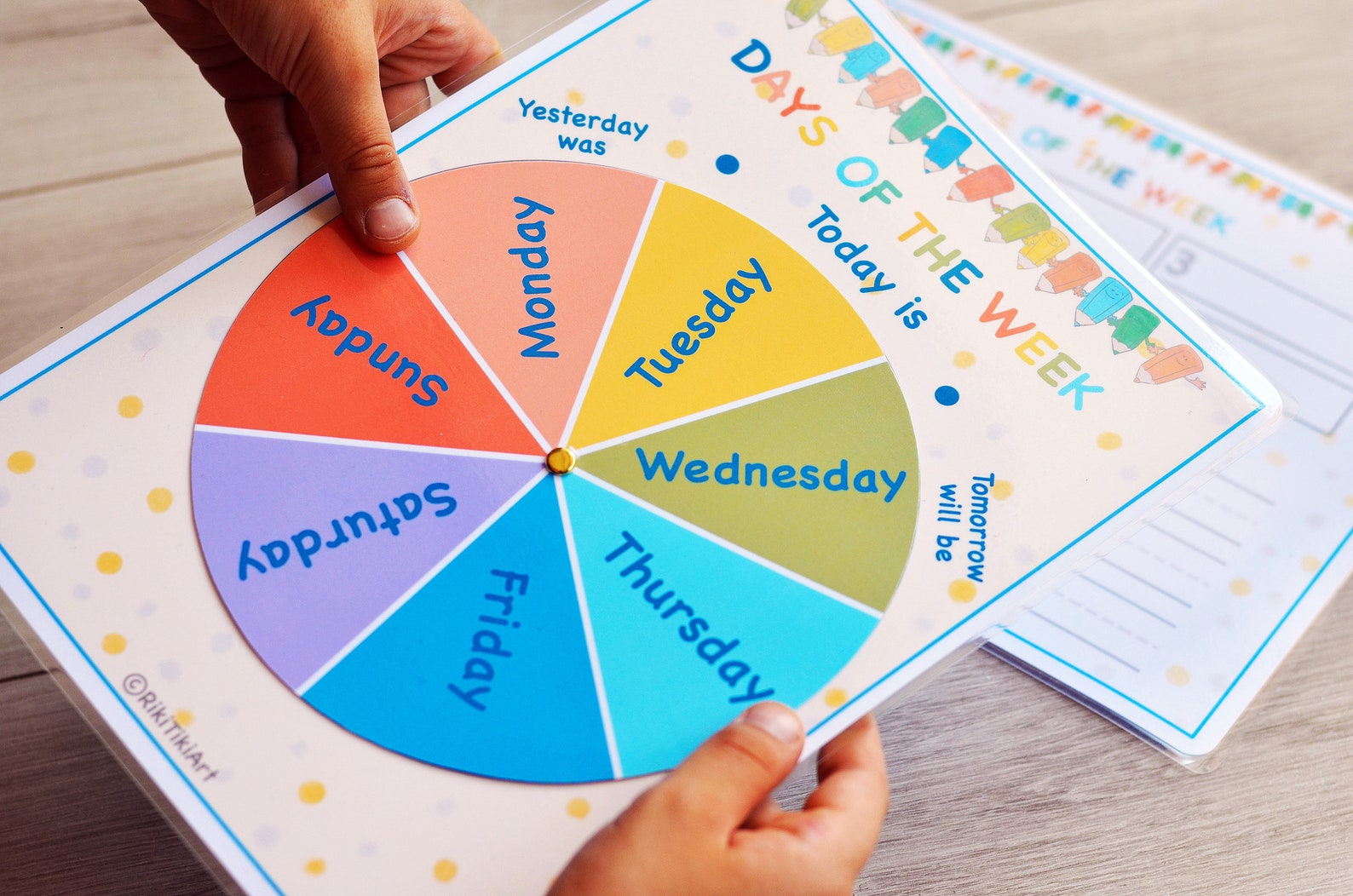 Days of the Week Wheel, Printable Montessori Calendar, Toddler ...