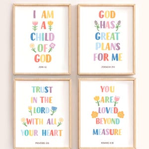Bible Verse Wall Art Set of 8 Bible Posters Kids Bible Study Sunday ...