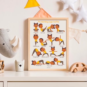 Yoga Poses Poster for Kids Montessori Toddler Routine Playroom Wall Art ...