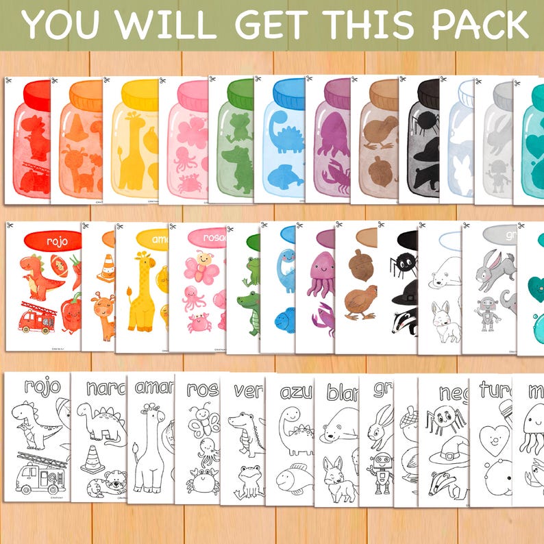 Spanish Color Sorting Activity Coloring Pages Color Matching in Jars ...