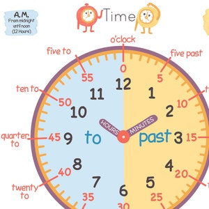 Telling Time Poster Playroom Rainbow Decor Learning Clock Printable ...