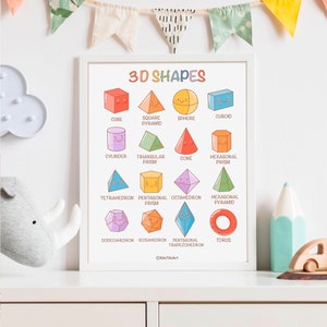 3D Shapes Poster Preschool Classroom Decor Homeschool Educational ...