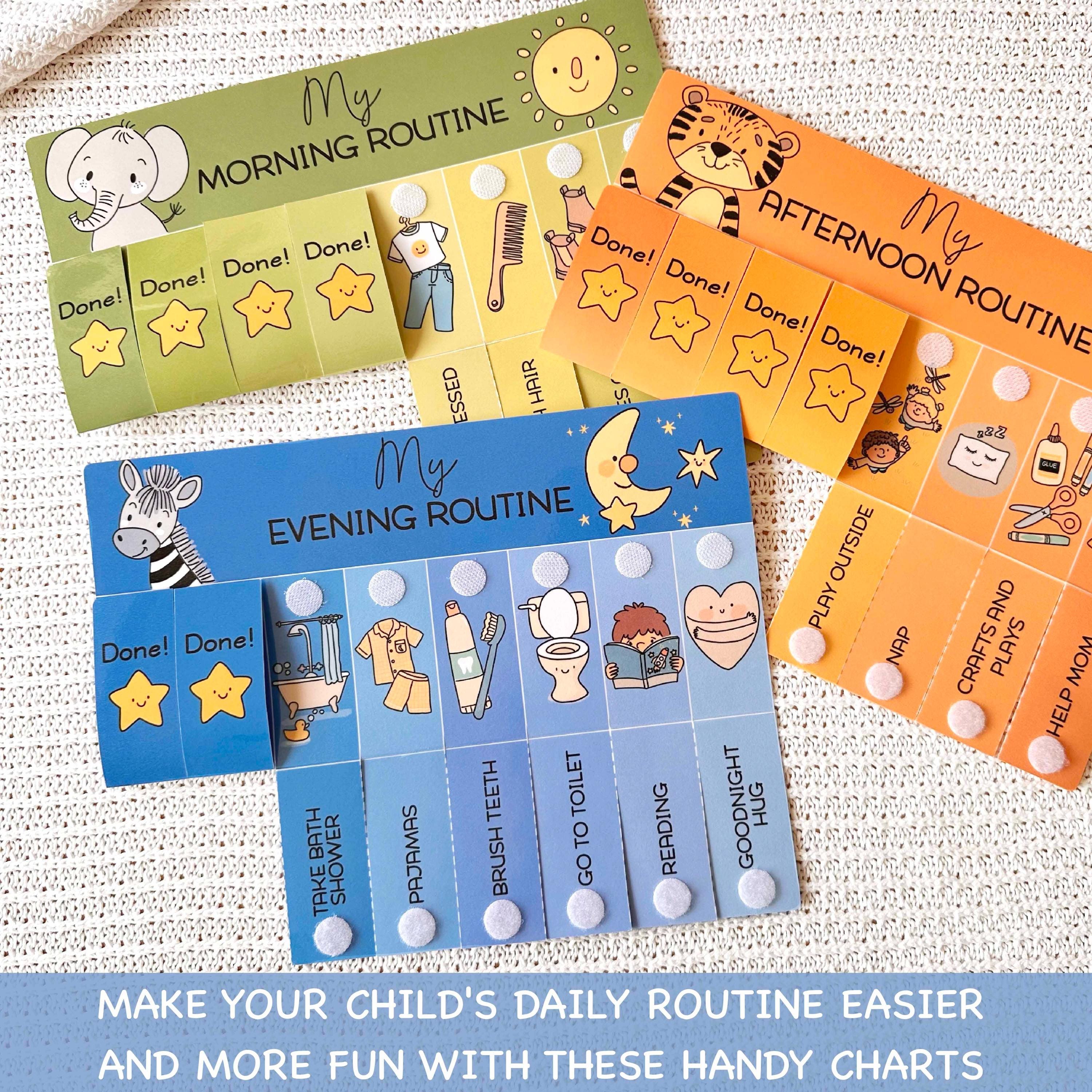 Routine Chart Toddler Flip Chore Chart Daily Morning Afternoon Evening ...