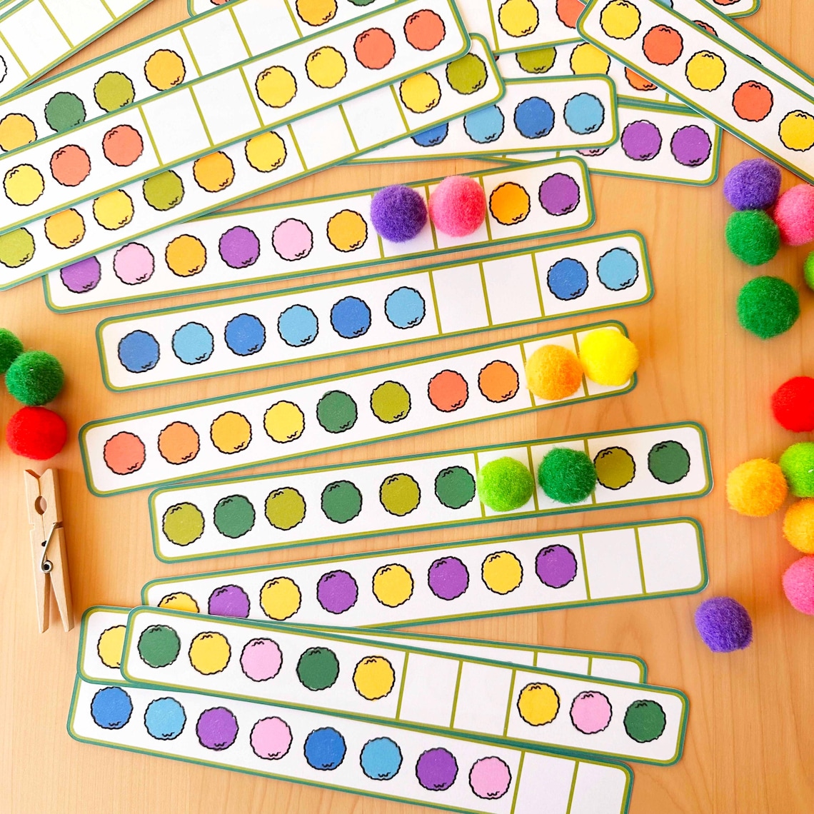 Pom Pom Patterns Activity for Toddlers Color Sorting Occupational ...