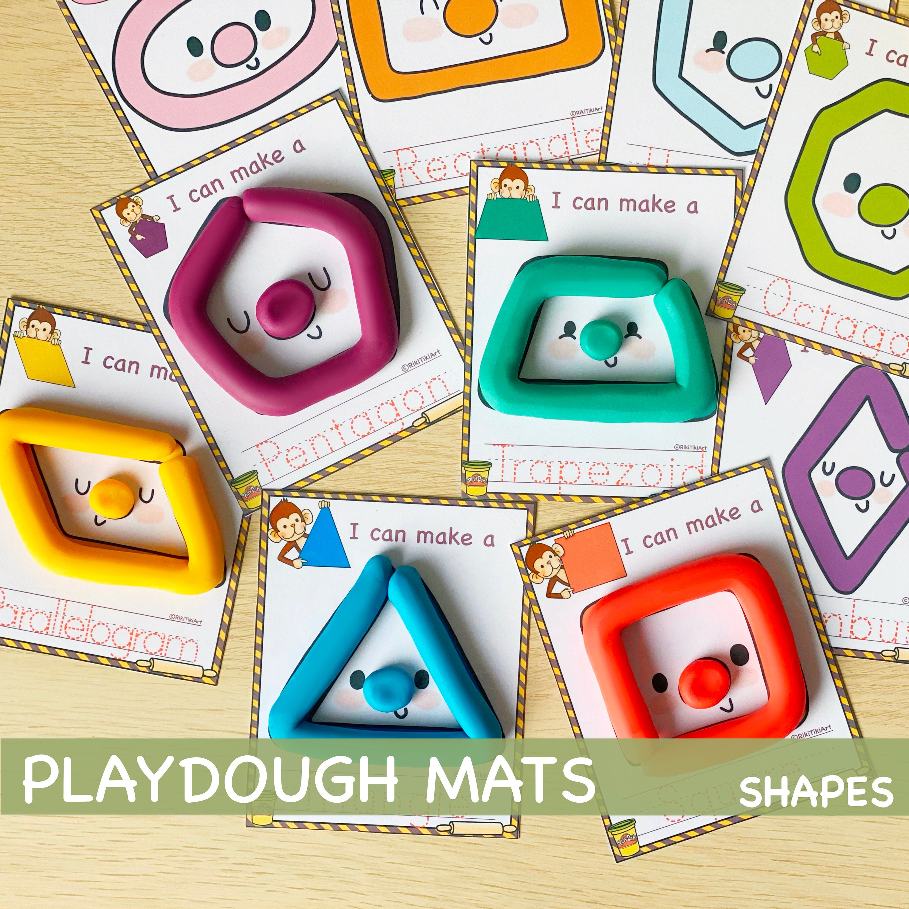 Shapes Play Dough Mats Visual Cards Montessori Toddler - Etsy Canada