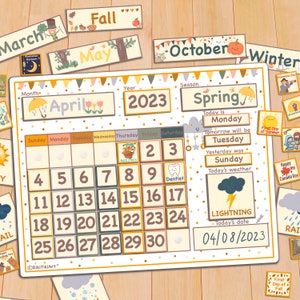 Printable Wall Calendar for Kids Classroom Perpetual Calendar Morning ...