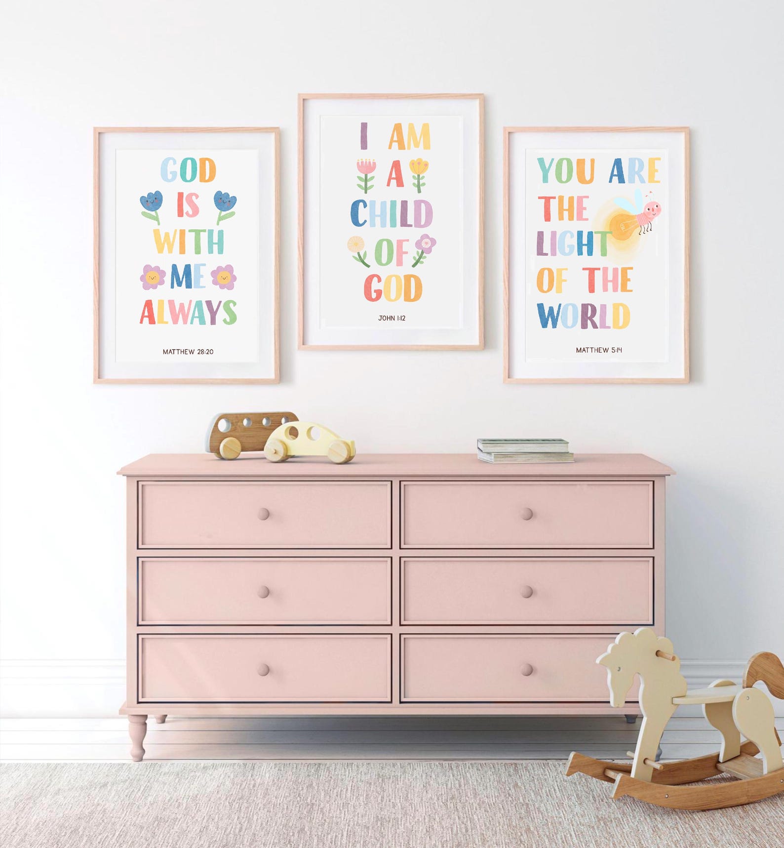 Bible Verse Wall Art Set of 8 Bible Posters Kids Bible Study Sunday ...