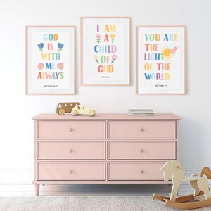 Bible Verse Wall Art Set of 8 Bible Posters Kids Bible Study Sunday ...