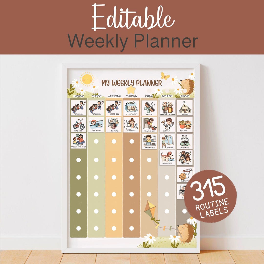 Visual Weekly Calendar Kids Graphic Organizer for Weekly Schedules ...