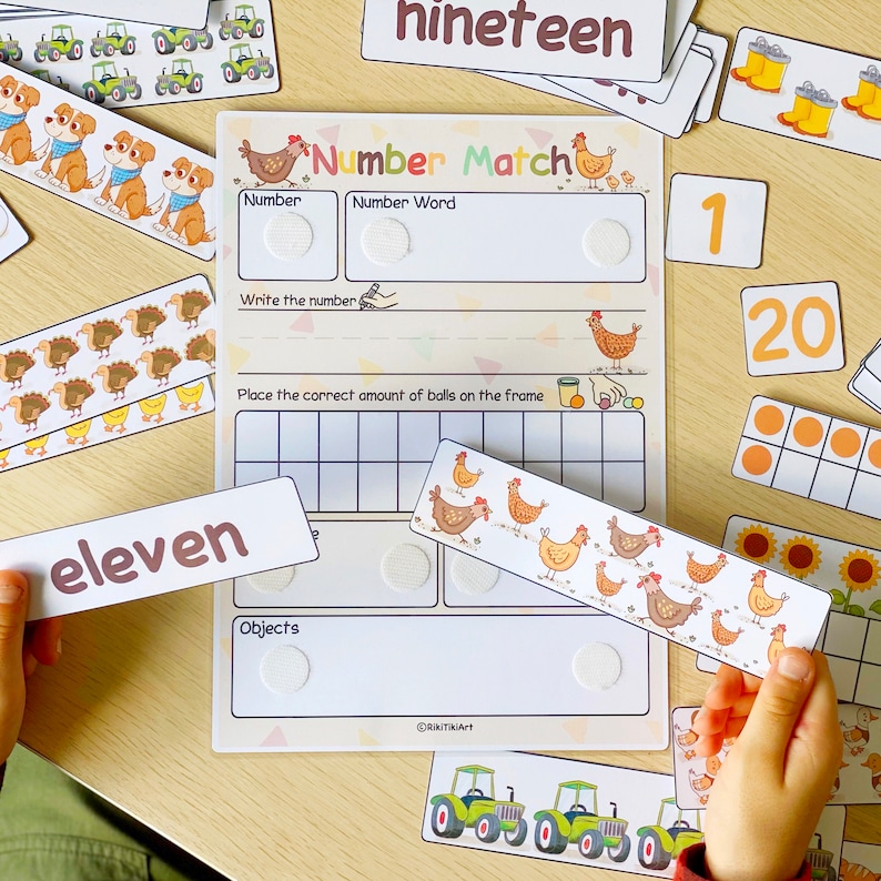 Number Matching Activity 1 to 20 Montessori Counting Practice - Etsy