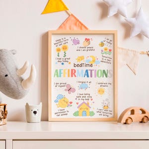 Bedtime Affirmations Poster, Positive Thinking Kids Room Decor, Calming ...