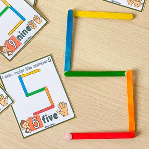 Popsicle Sticks Numbers Activity Game for Toddlers Montessori Printable ...