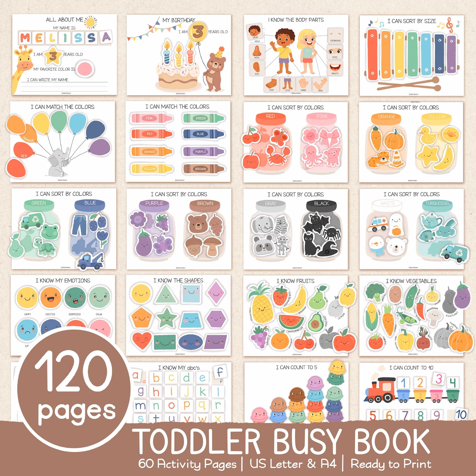 Preschool Learning Binder: Toddler Busy Book, Kids Activities (PDF ...