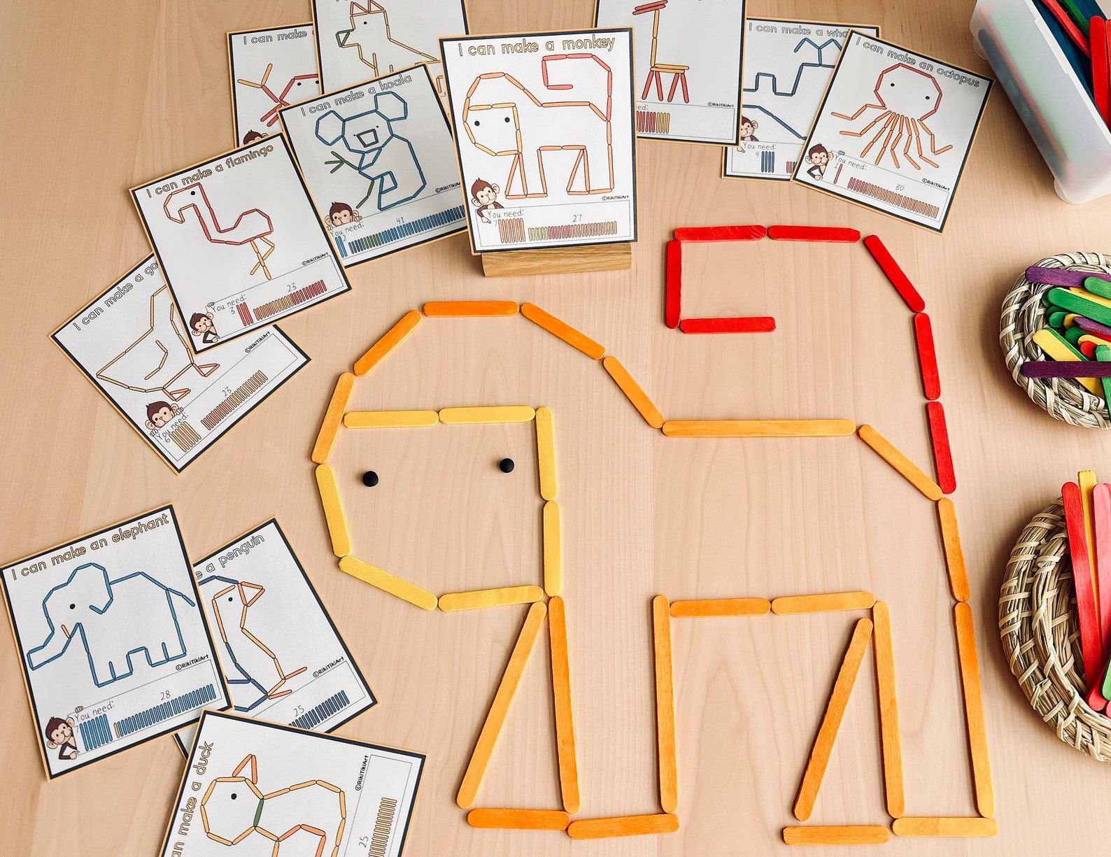 BUNDLE Popsicle Sticks Activity, Fine Motor Skills Montessori Printable ...