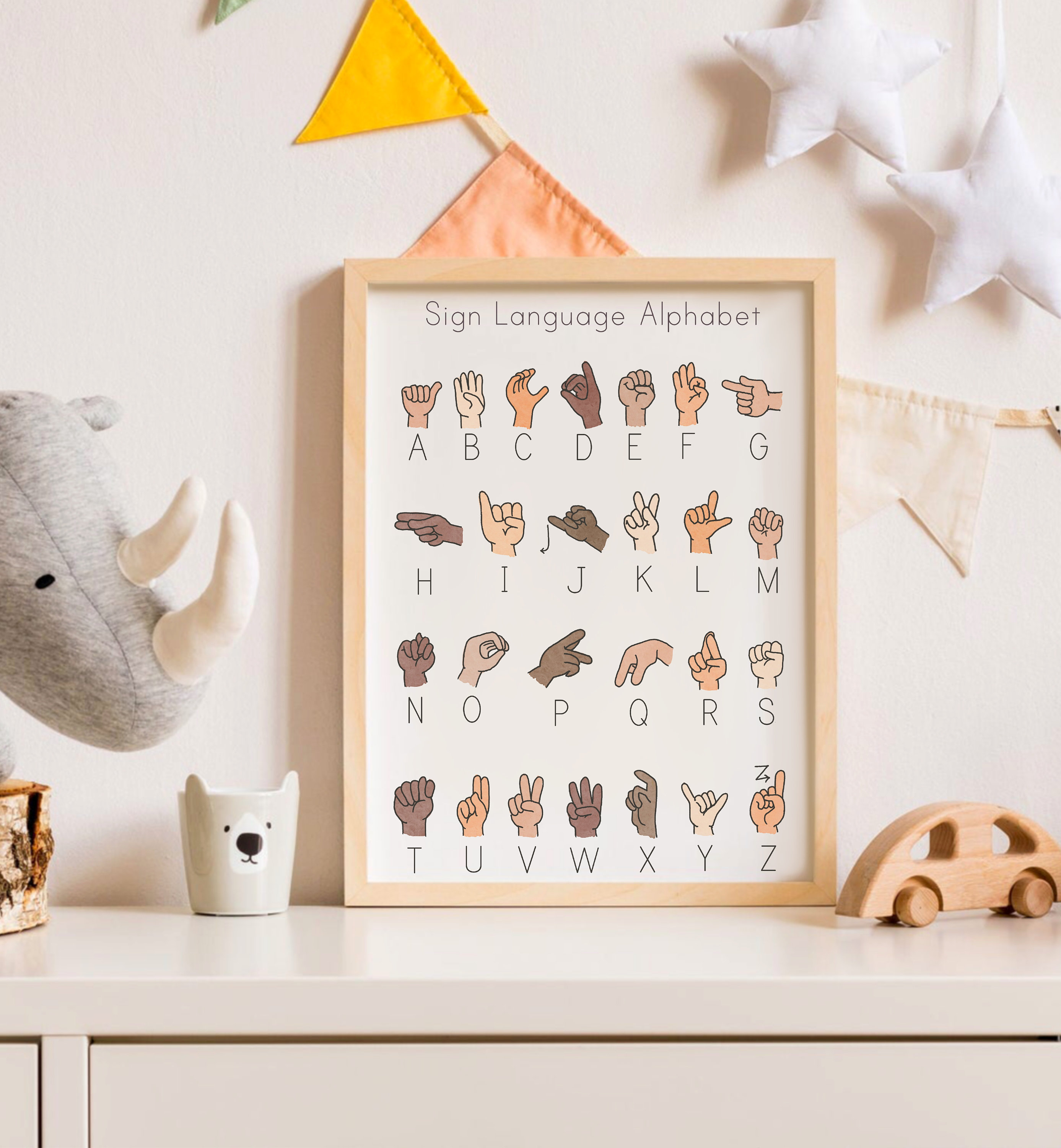 ASL Sign Language Alphabet Poster Homeschool Classroom Decor ...