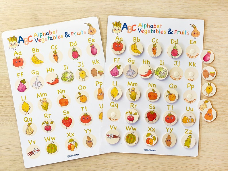 Fruits and Vegetables Alphabet Worksheets Beginning Sounds - Etsy