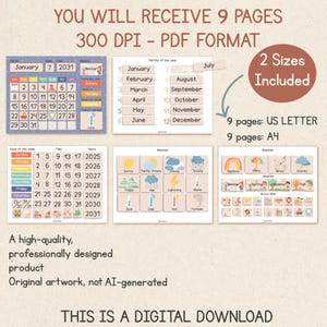 Printable Wall Calendar - Editable Kids Wall Decor, Toddler Perpetuals ...