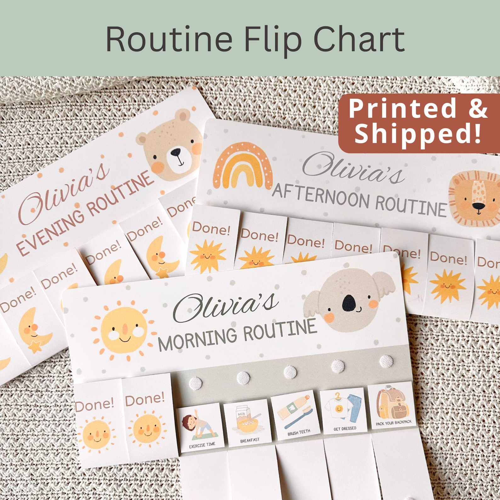 Kids Chore Chart - Personalized Toddler Routine Chart, Morning ...