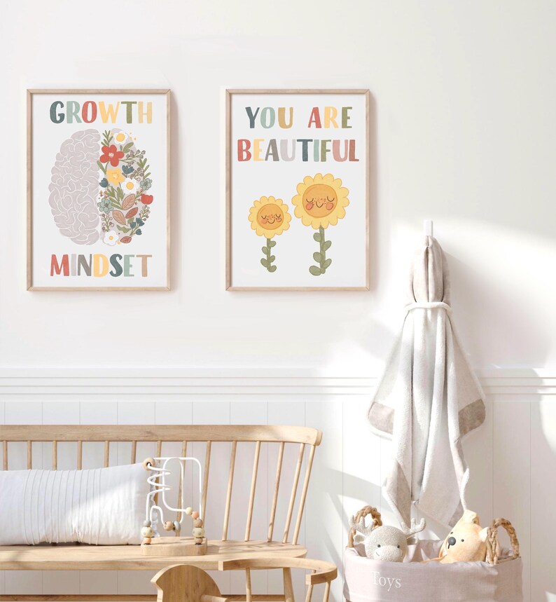 Growth Mindset Poster Watercolor Therapy Office Decor, School Counselor ...