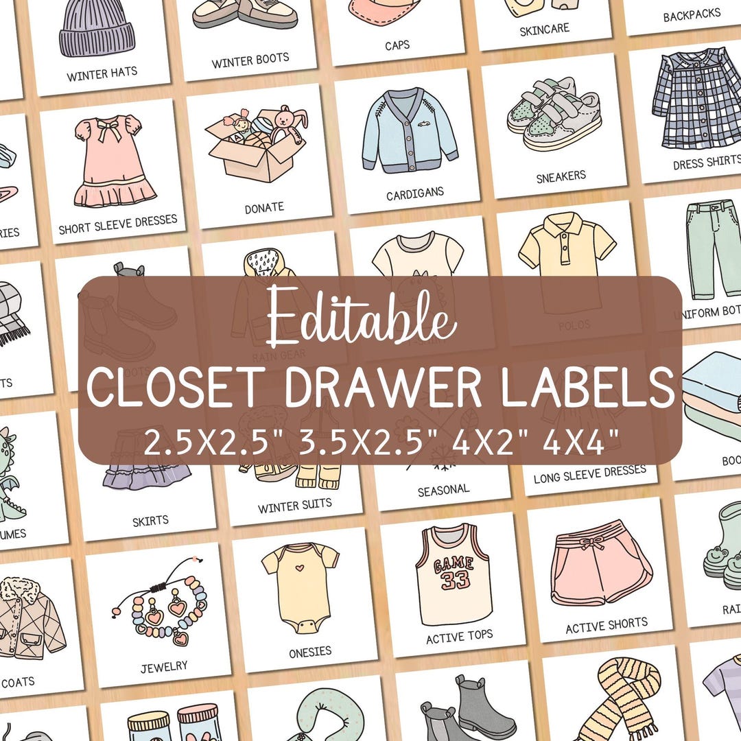 140 Editable Closet Labels Kids Dresser Drawer Labels Nursery Storage ...