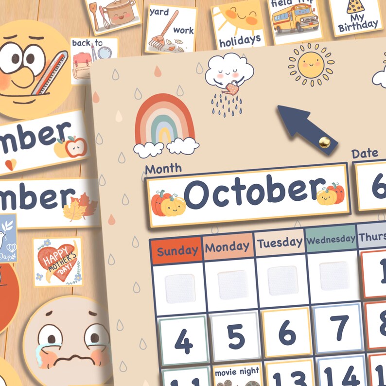 Perpetual Kids Calendar Printable Montessori Homeschool - Etsy