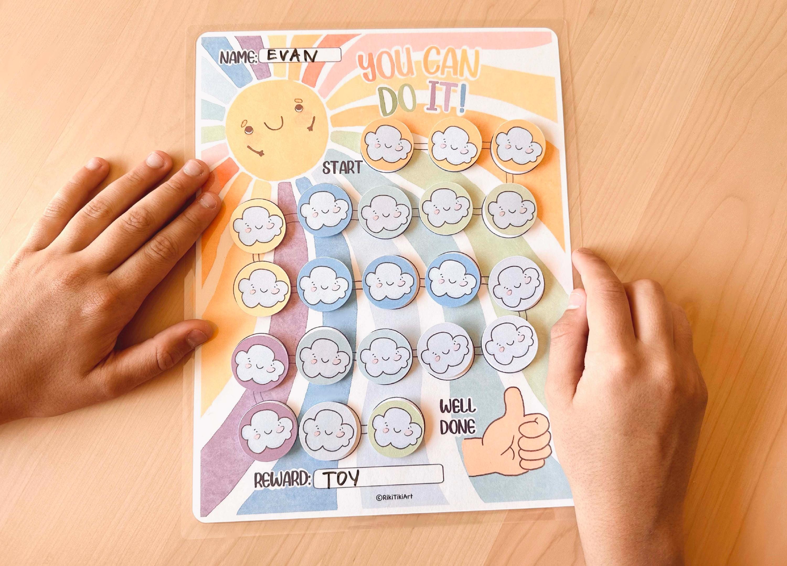 Watercolor Reward Chart for Kids, Rainbow Behavior Daily Chore Chart ...