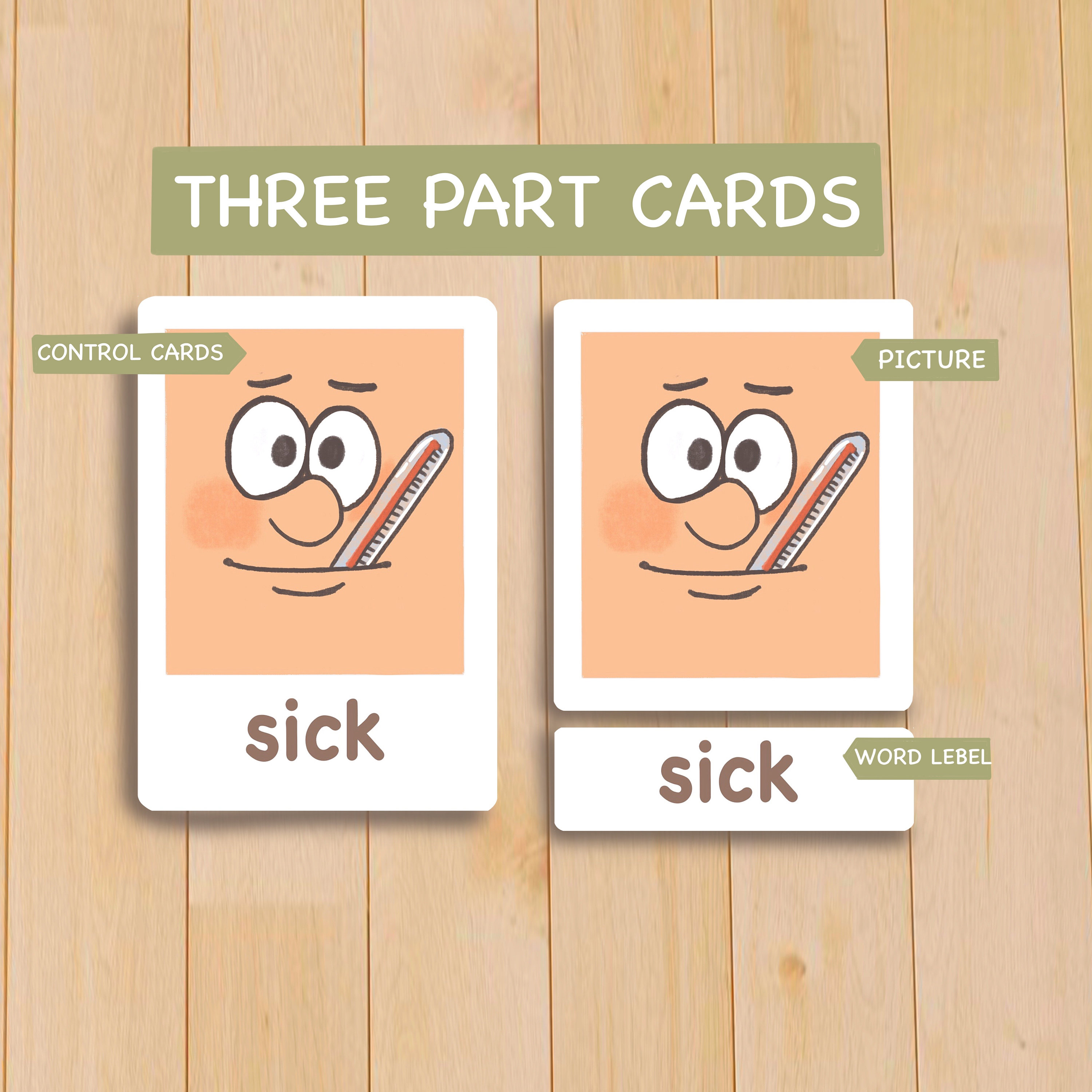 Emotions Flash Cards Montessori Printable Preschool | Etsy