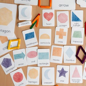 Shapes Flash Cards Printable 2D Geometric Shapes Nomenclature Cards ...