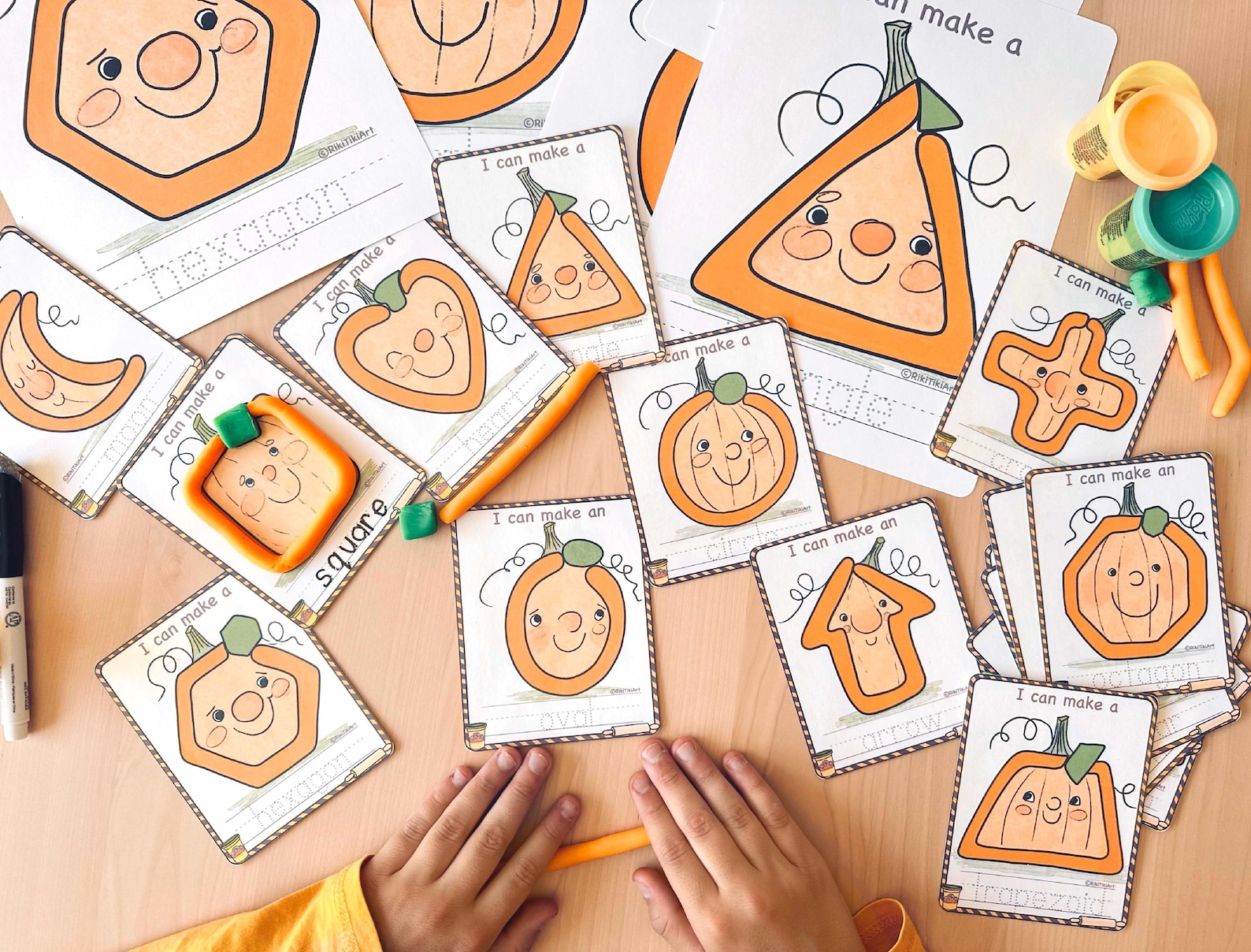 Pumpkin Shapes Play Dough Mats Toddler Halloween Activities Fall ...