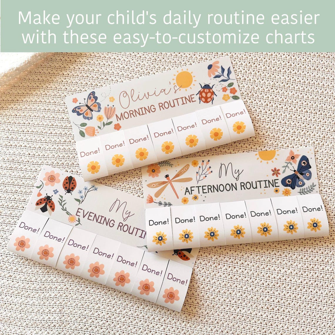 Kids Routine Chart Personalized Morning, Afternoon, Evening Flip Chart ...