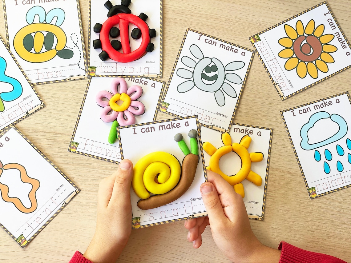 Nature Play Doh Mats Visual Cards Fine Motor Skills Activity - Etsy
