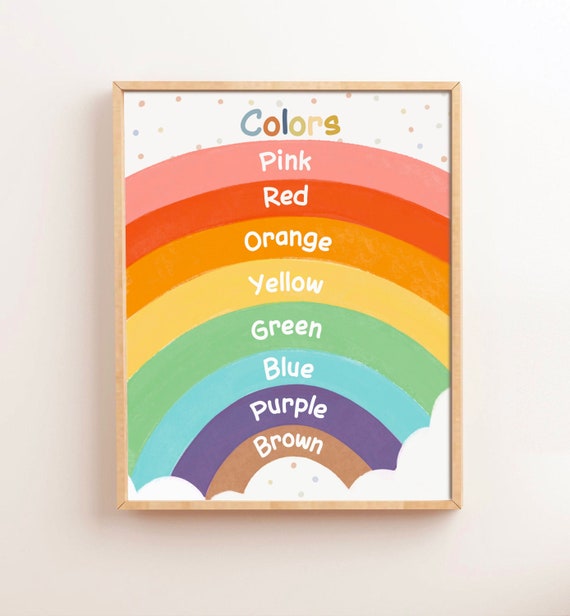 Colors Educational Poster Printable Kids Room Decor Nursery | Etsy