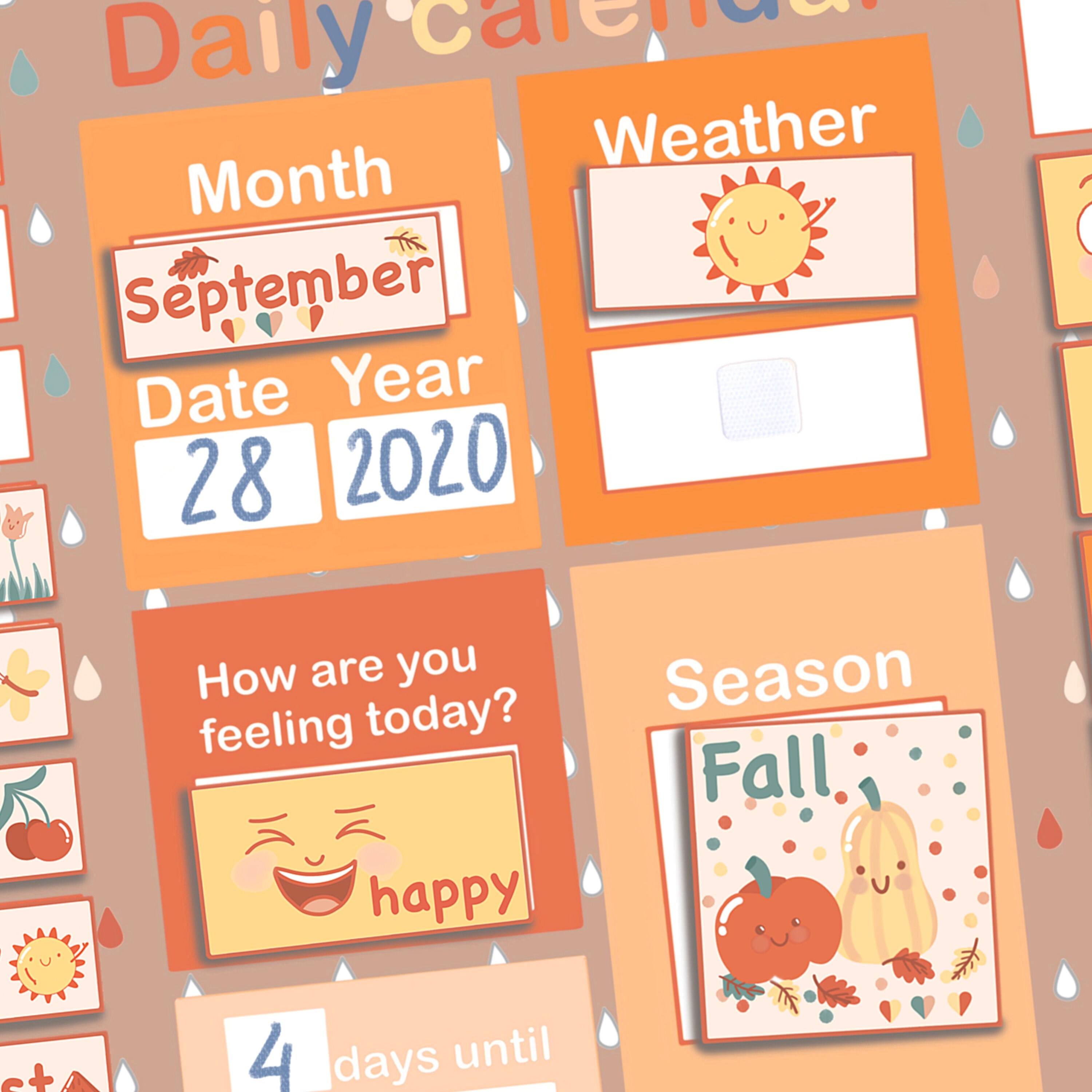 Boho Rainbow Calendar for Kids Printable Montessori Materials | Etsy