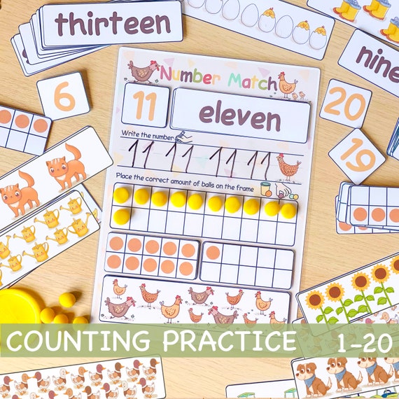 Number Matching Activity 1 to 20 Montessori Counting Practice - Etsy