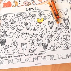Valentines Day I SPY Color and B&W Versions, Printable Valentines ...
