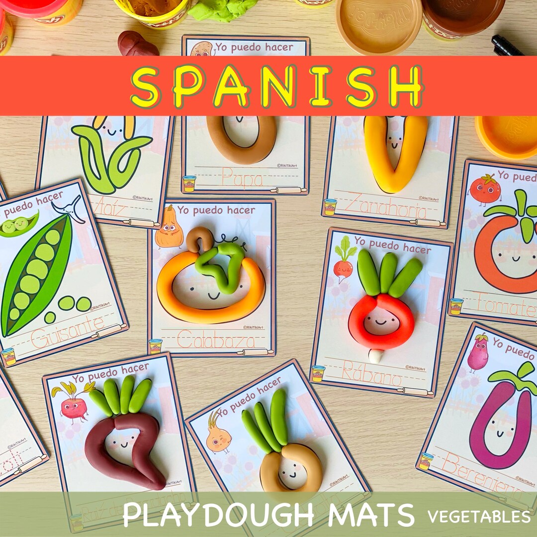 Spanish Vegetables Play Dough Mats Fine Motor Skills Play Doh Cards ...