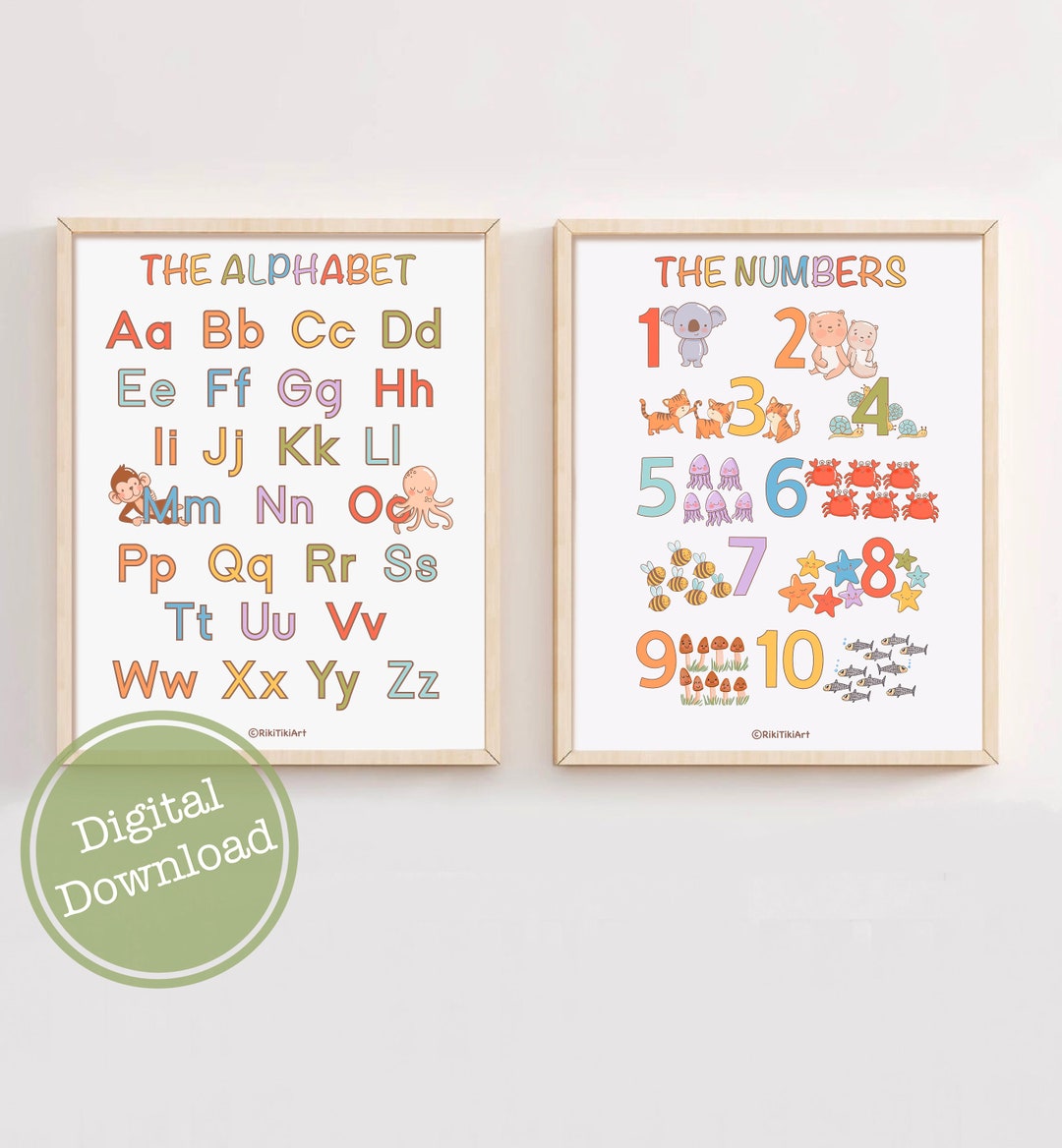 Láminas de números y abecedario, carteles educativos para guardería ...