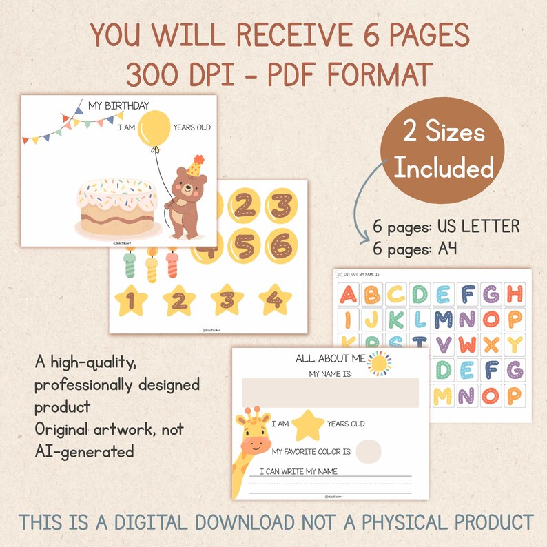 All About Me Worksheets Printable Name Activity Toddler Name Puzzle ...