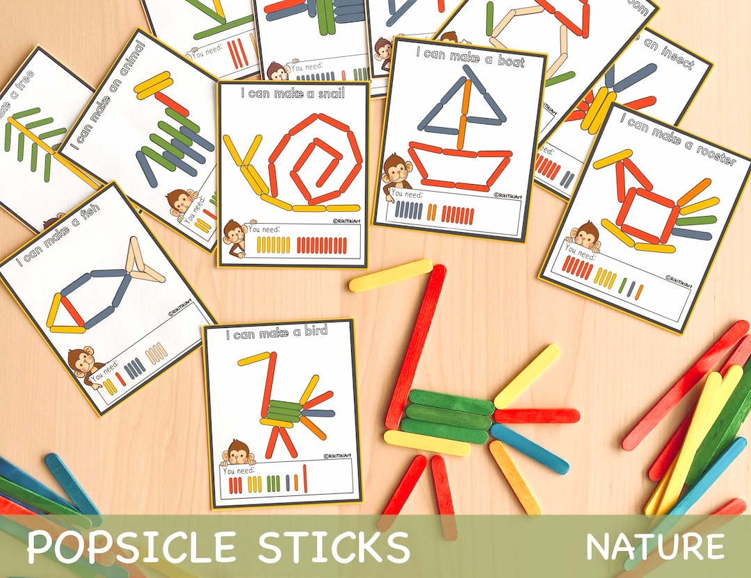 Nature Popsicle Sticks Activity for Toddlers Montessori Activities ...