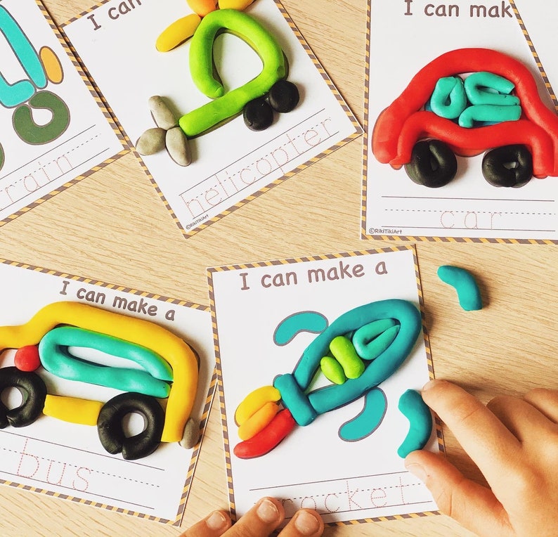 Play Doh Mats Transport Visual Cards, Printable Play Dough Toddler ...