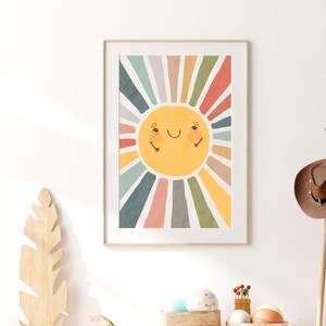 Watercolor Sun Print: Muted Rainbow Nursery Art (digital Download) - Etsy