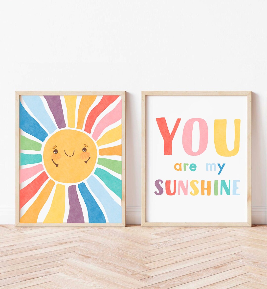 Set of 2 Playroom Posters Sun Poster & You Are My Sunshine Poster ...