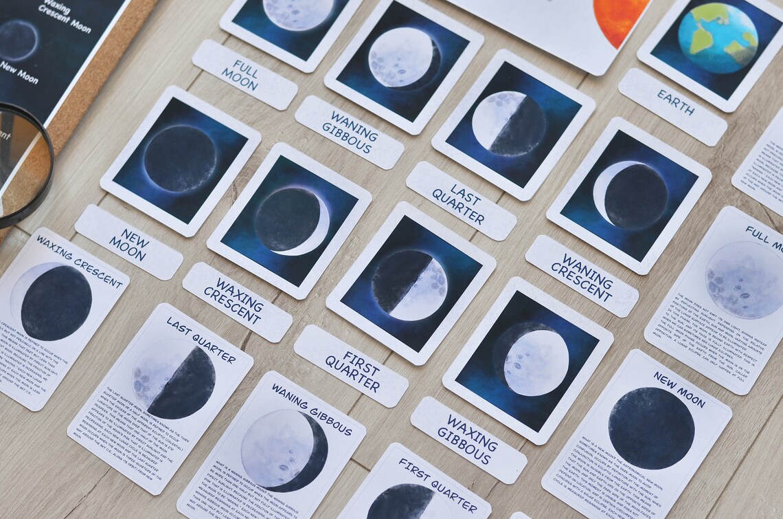 Moon Phases Full Pack Homeschool Montessori Materials | Etsy